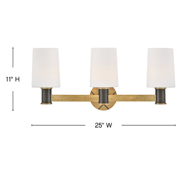 Hinkley Declan Medium Three Light Bath Vanity with Crosshatch Motif | Wayfair